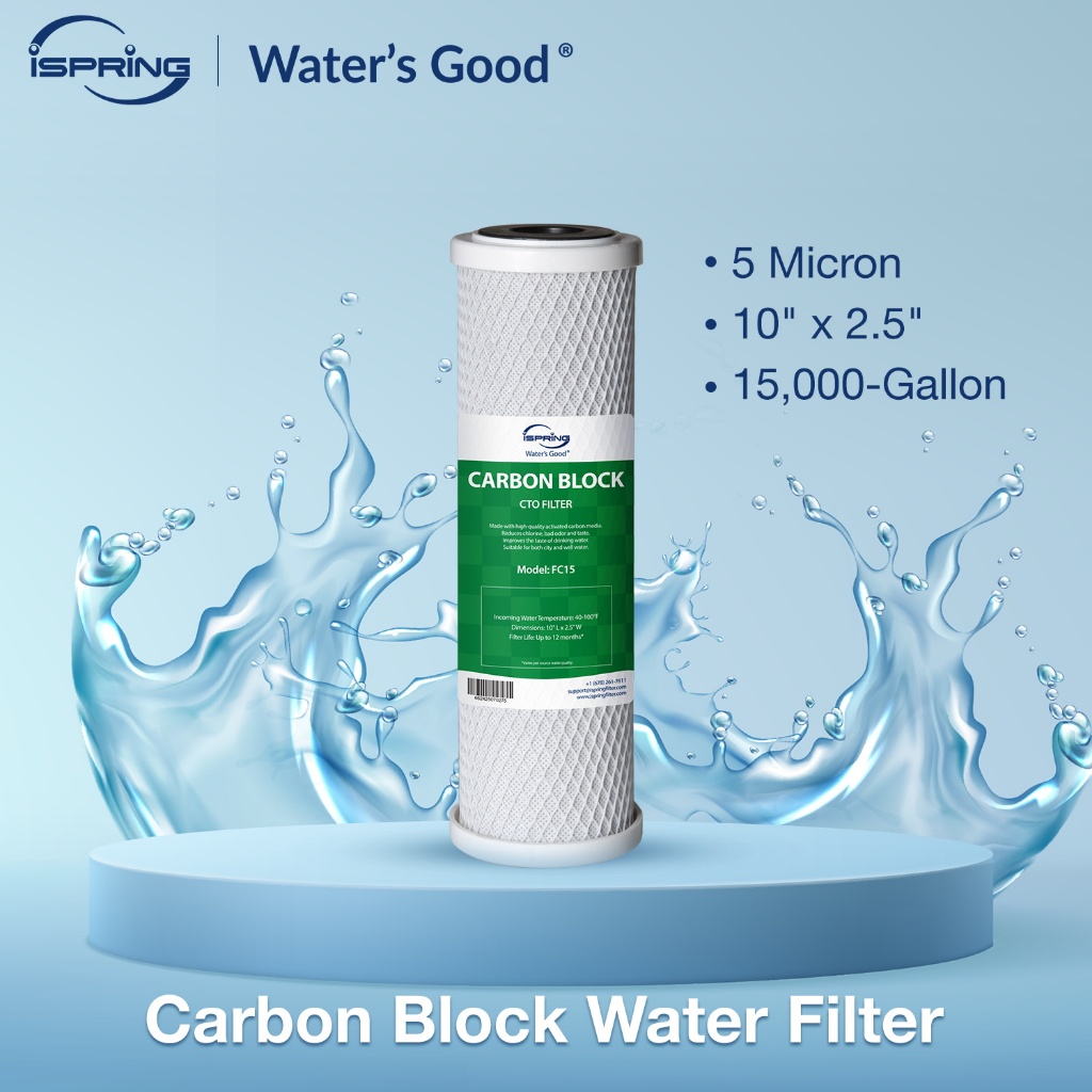 iSpring FC15 Water Filter Replacement Cartridge 5 Micron CTO Carbon ...