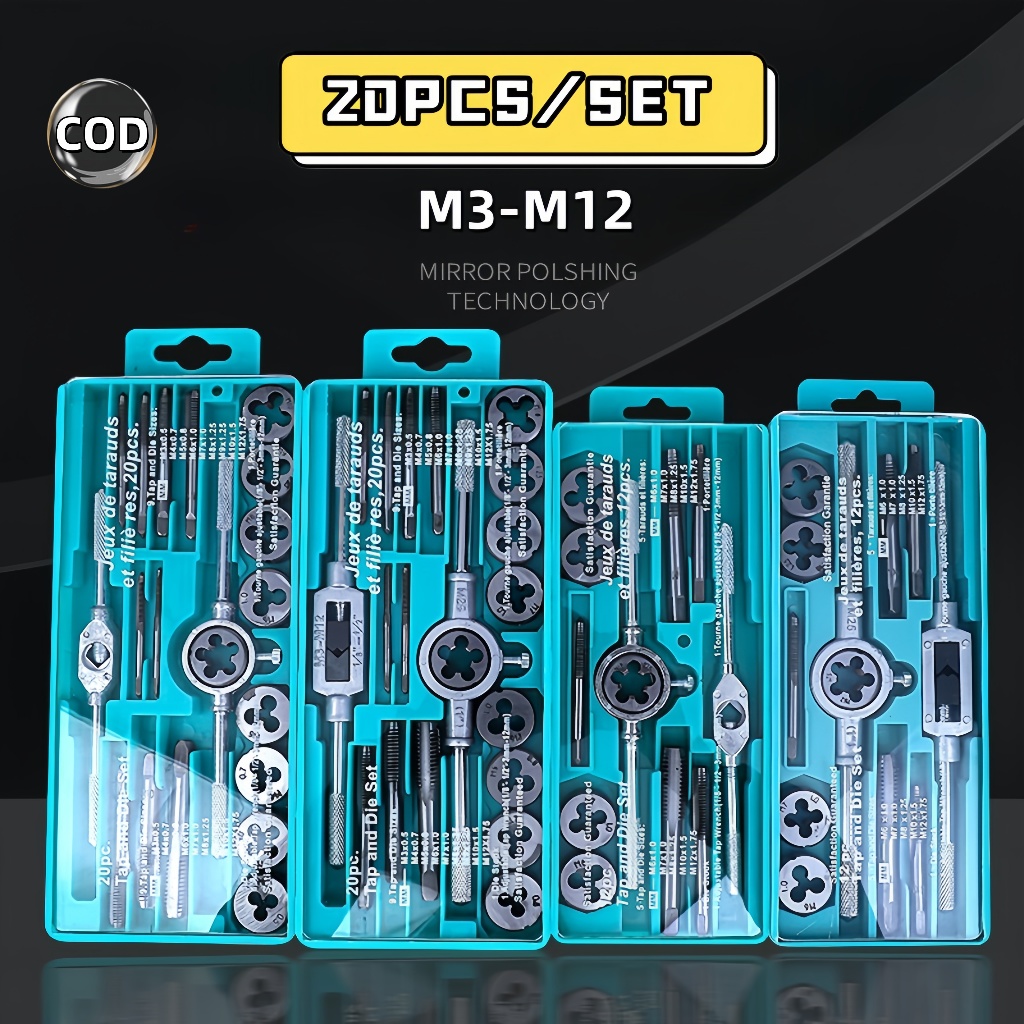 20 Piece Portable Metric Tap Plate Assembly Tap Die Set M6 M7 M8 M10 ...