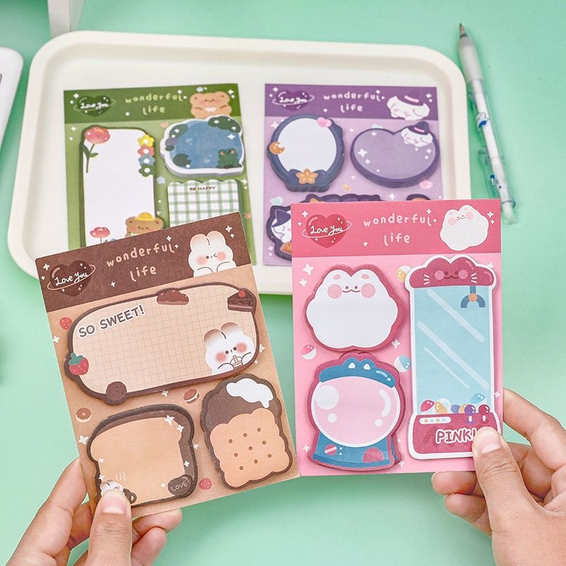 Cartoon Set Convenience Stickers Creative Message Paper Memo Cute Girl ...