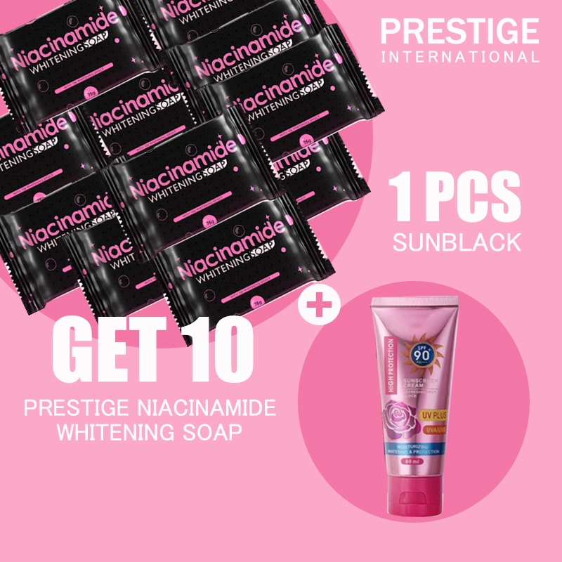 10PCS NIACINAMIDE WHITENING SOAP+1PCS SUNBLOCK 10X WHITENING ANTI AGING ...