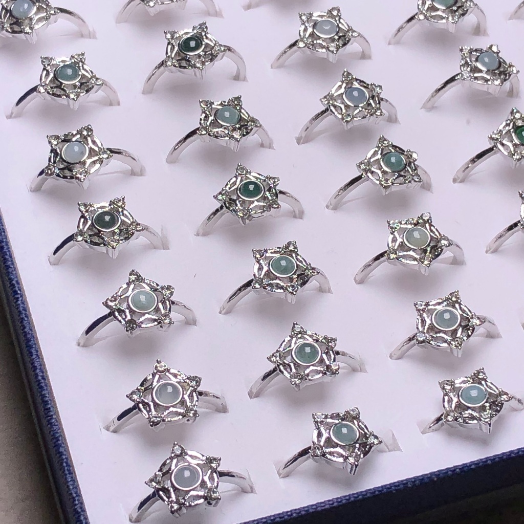 2pcs Natural Blue Water Adjustable Star - shaped Ring - Blue Starlight ...