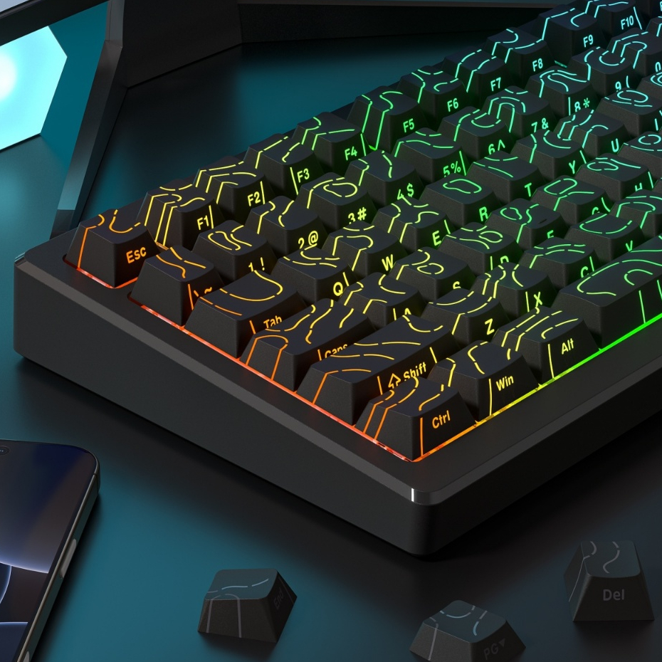 Womier Pure Black Shine Through Double Shot PBT Keycaps 97 Keys ...