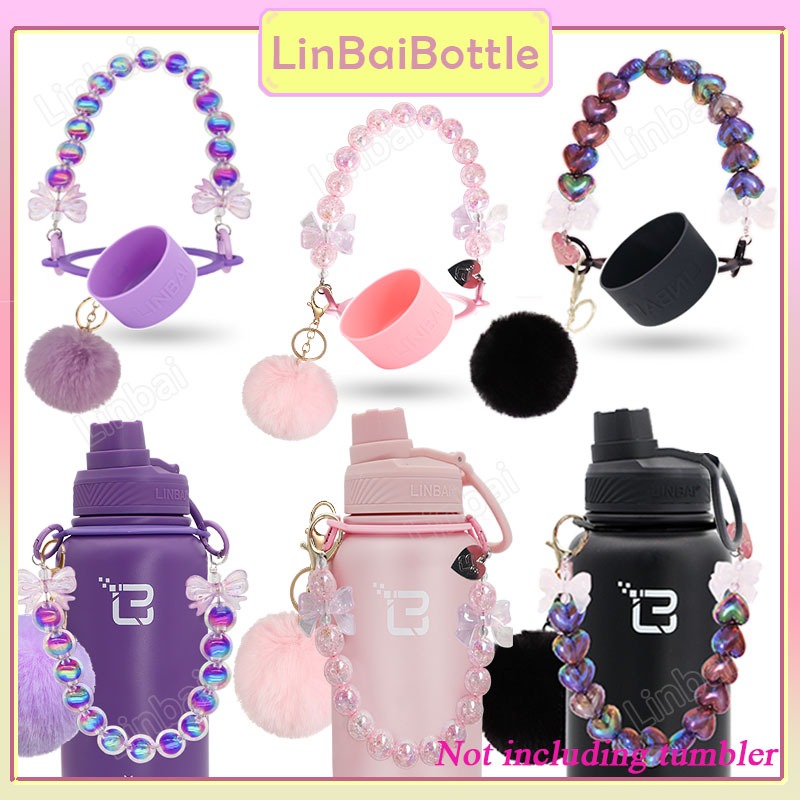 LINBAI Flask Shiny Bead Paracord Handle Tumbler Holder Water Bottle ...