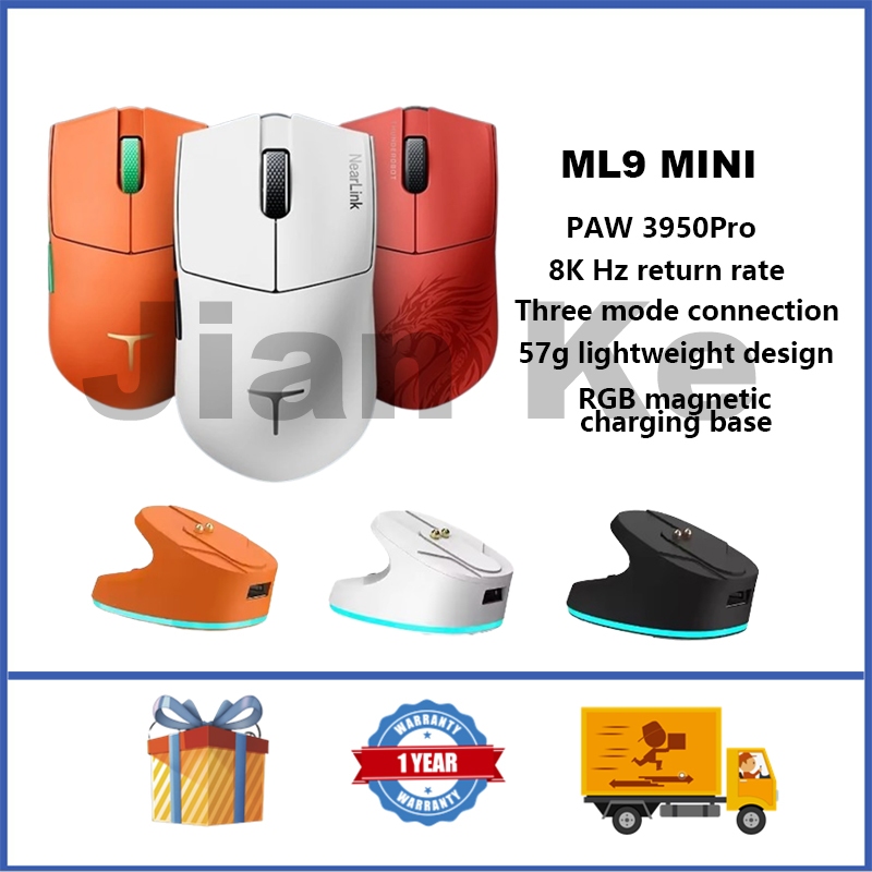 THUNDEROBOT ML9 MINI Wireless Mouse PAW3950Pro 59g Lightweight Three ...