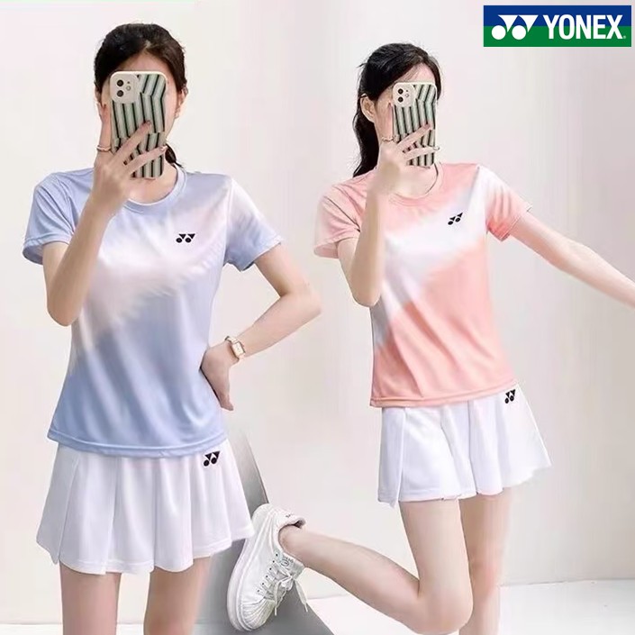 YONEX badminton shirt, men's and women's quick drying short sleeved shirt, running sports top ...