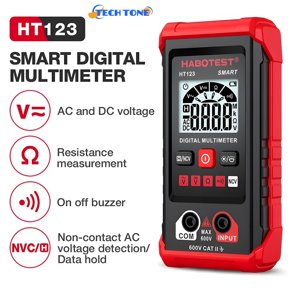 HT123 Digital Multimeter 600V AC/DC High-Precision Smart Multimeter ...