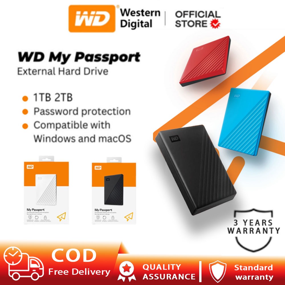 WD Western Digital External hard disk 1TB 2TB One Touch with Password USB3.0 ; Free Rescue Data ...