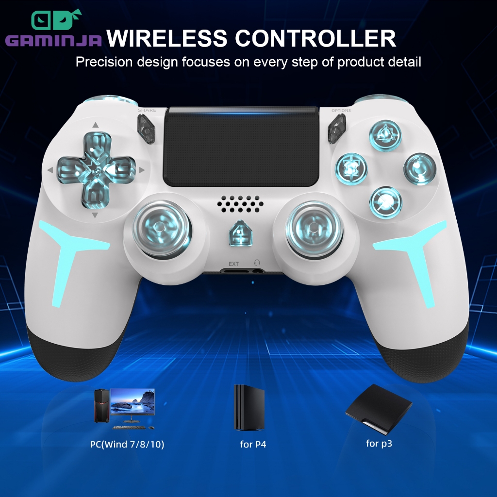 RGB Light Wireless Gamepad Bluetooth Controller For PS4 PS3 Console ...