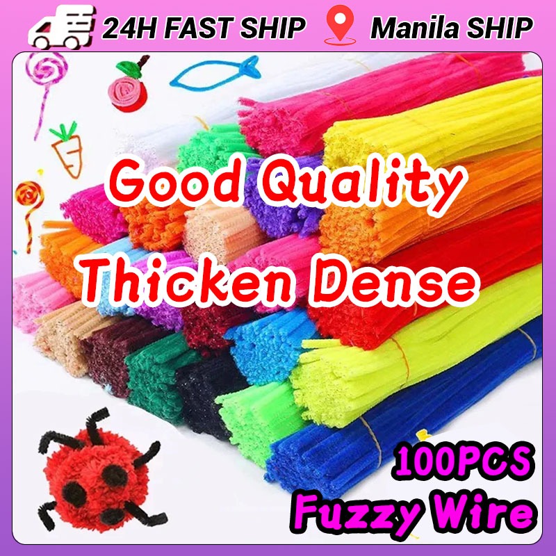 100PCS Colorful Dense Fuzzy Wire DIY Bouquet Material Folding Stick ...