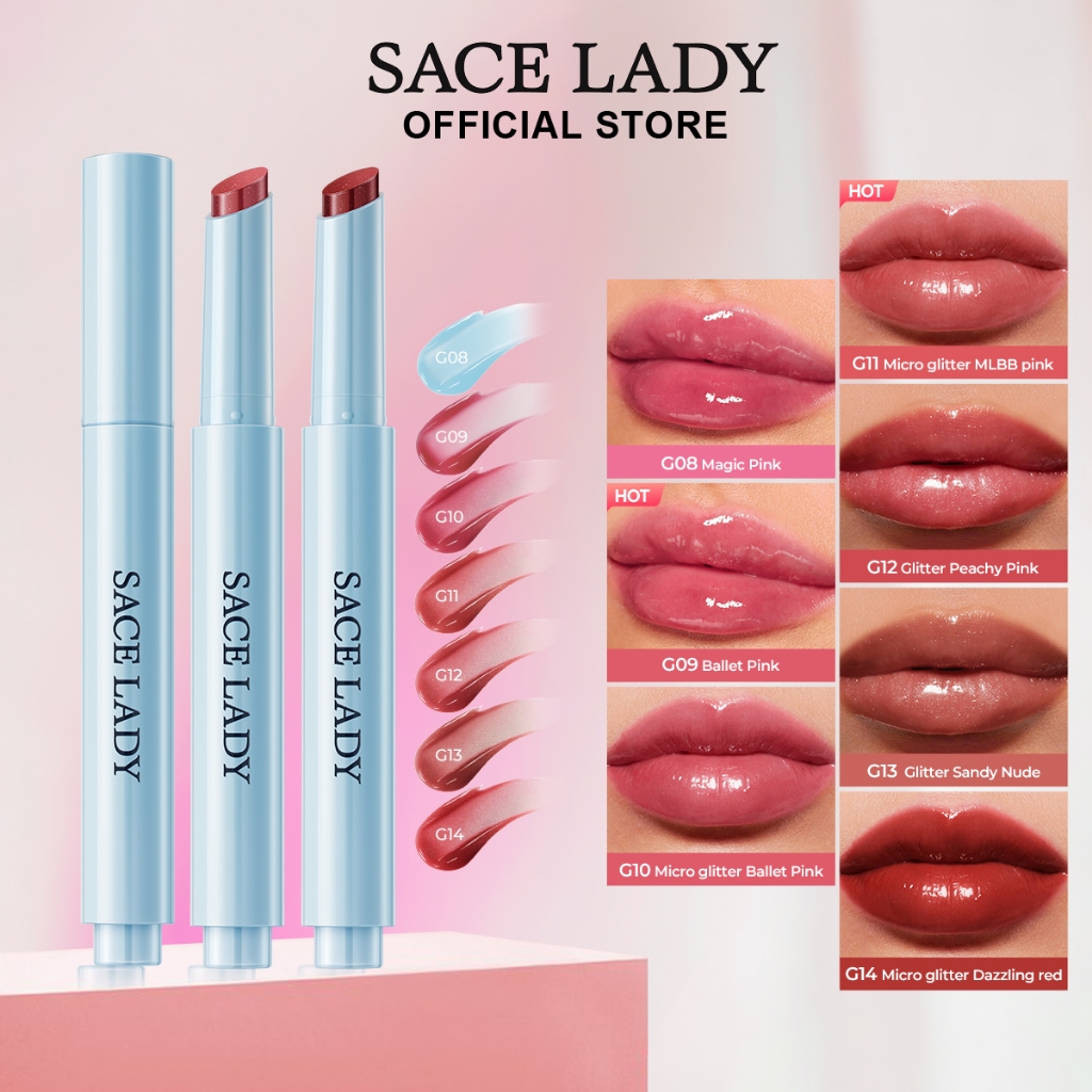 SACE LADY Glasting Gloss Lipstick VE Moisturizing Lip Gloss-balm Watery ...