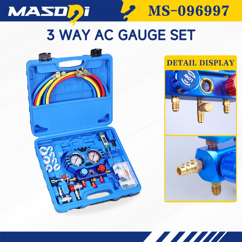 3 Way AC Gauge Set, AC Manifold Gauge Set for R410a R22 R134a ...