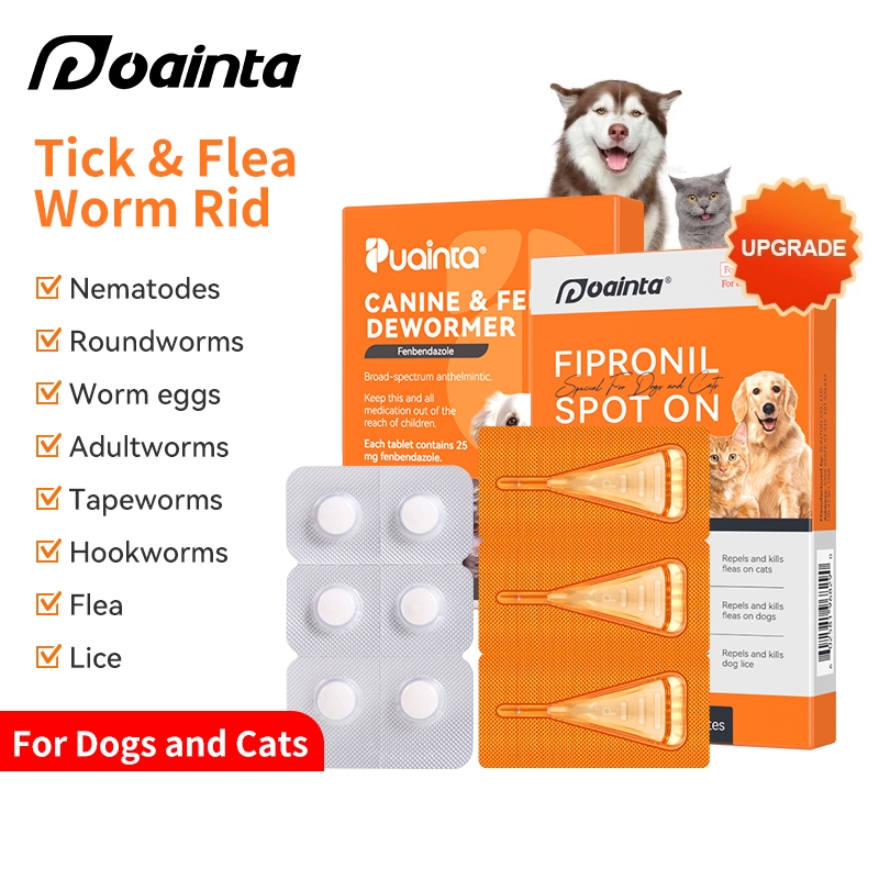 PUAINTA Anti Tick and Flea for Dogs and Cats Deworming for Dog and Cat ...