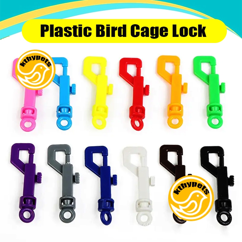 Plastic Bird Cage door hook lock P spring lock for animal pet cages ...