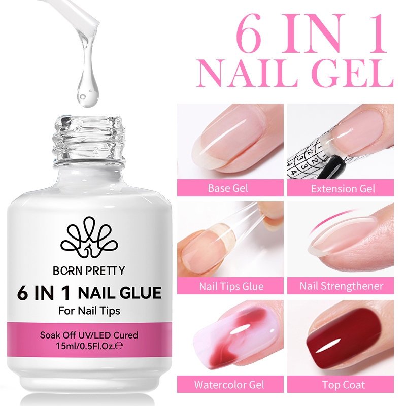 BORN PRETTY Glue Gel Polish Soft Gel Strengthener Nail Extension Base ...