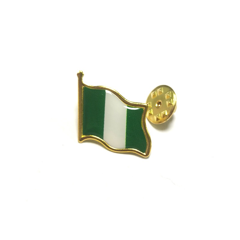 Nigerian national flag crystal dropper badge brooch, world flag badge ...