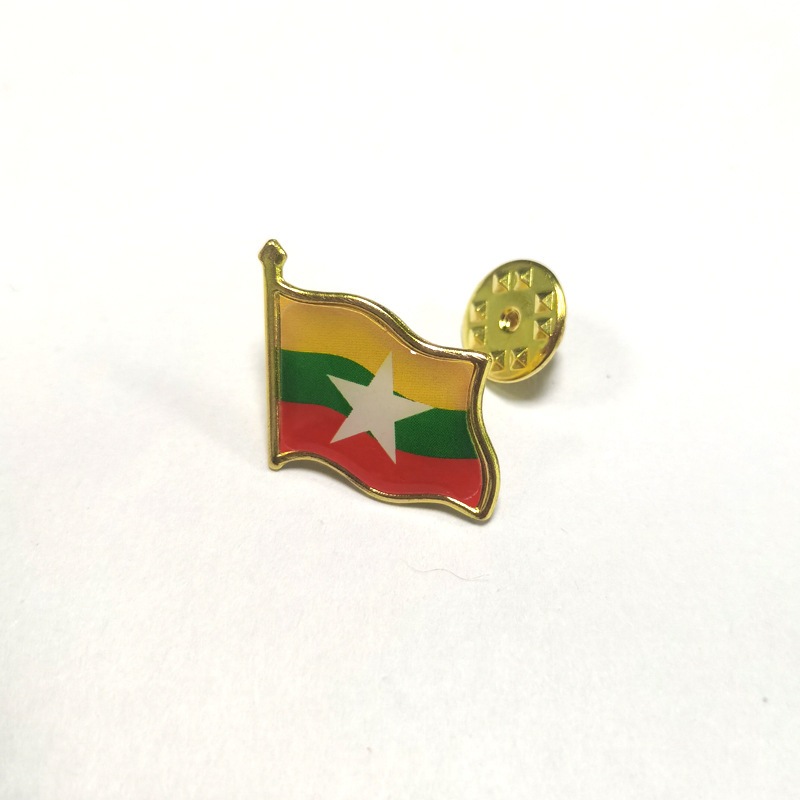 Myanmar national flag crystal drop glue badge brooch, world flag badge ...