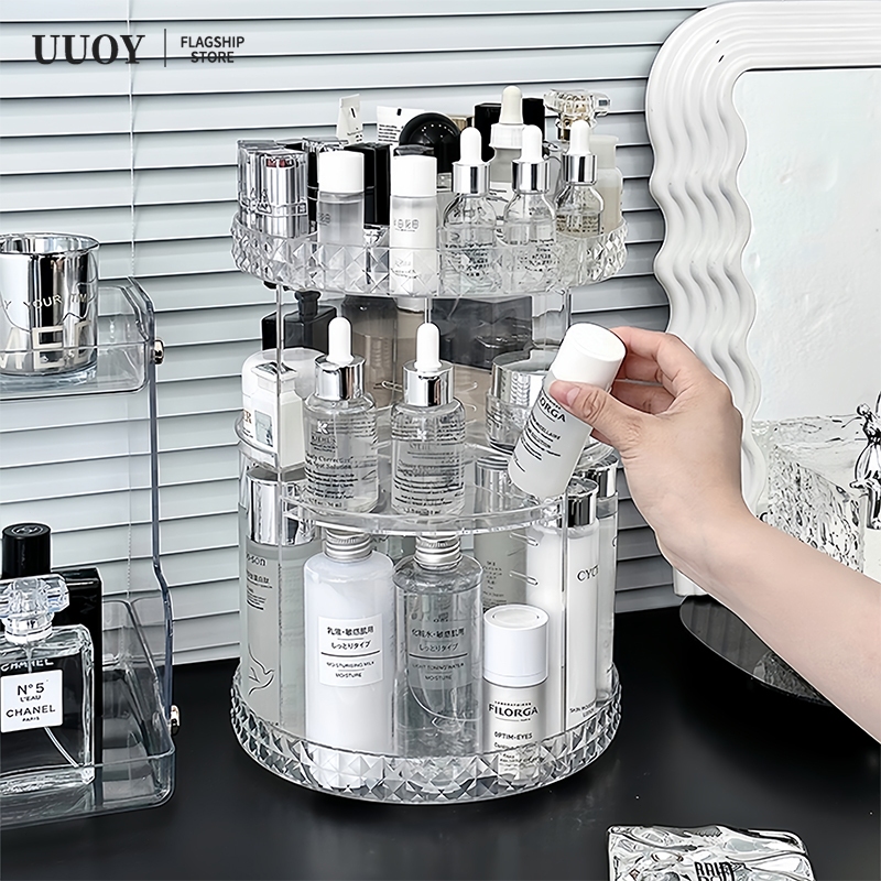 UUOY 360 Rotating Make up Organizer Storage Acrylic Multi-layer ...