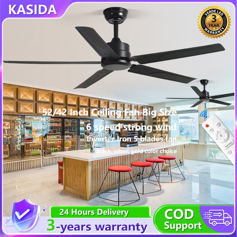 KASIDA industrial fan electric fan Ceiling Fan With Light Stainless ...