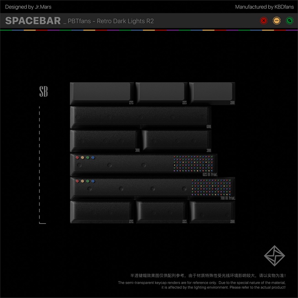 PBTfans Retro Dark Lights R2 Spacebar/Numpad/Relegendables/Deskamt ...