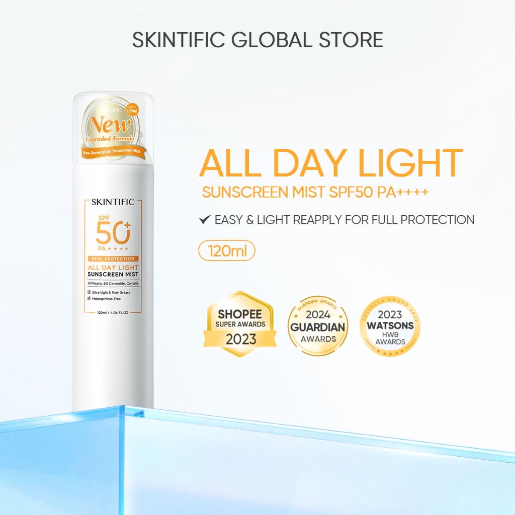 [GLOBAL] SKINTIFIC All Day Light Sunscreen Mist Spf50 Pa++++Whitening Sunblock Spray Anti Uv ...