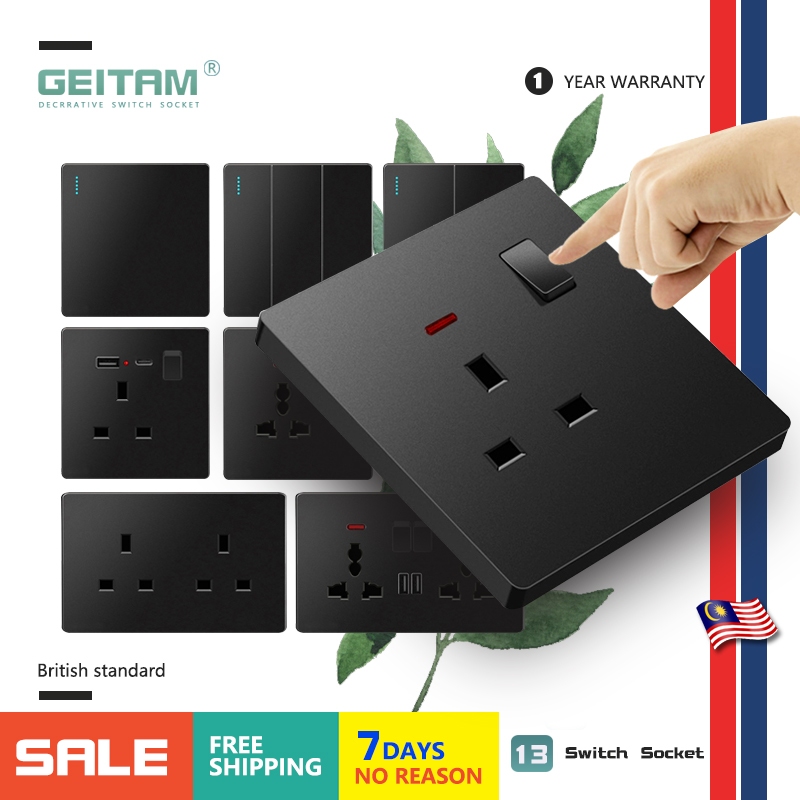 SG Featured UK13A Plug Black Socket Retouch Universal Wall Panel Switch ...