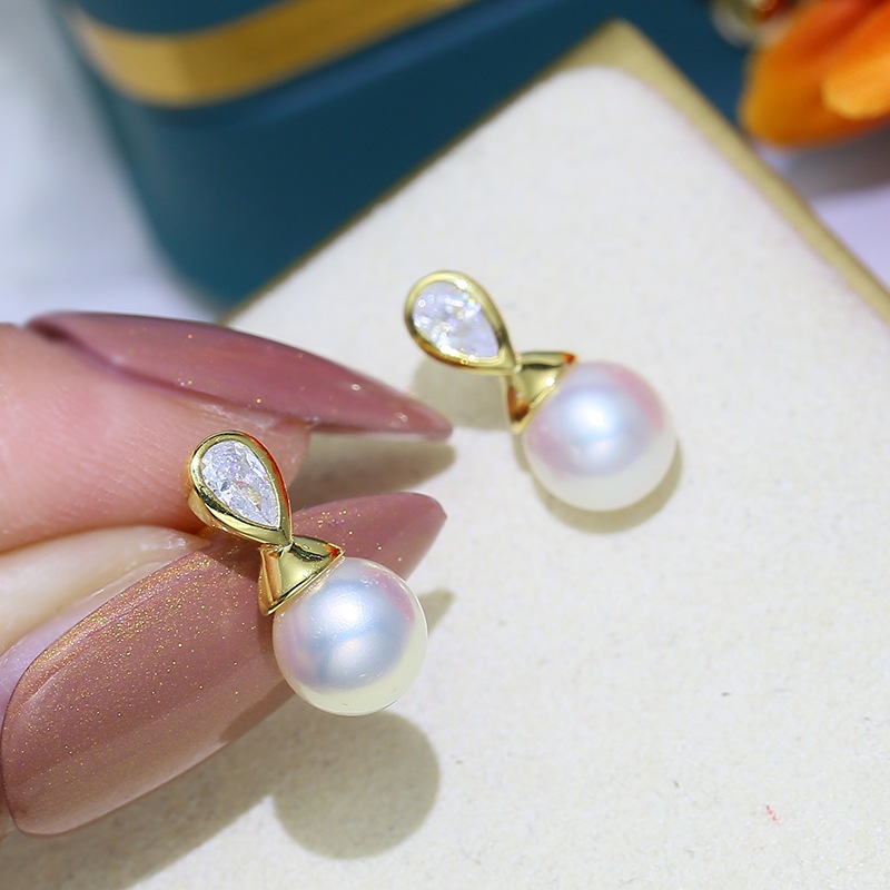 DIY Earring Accessories S925 Pure Silver Simple Pearl Jade Earnail ...