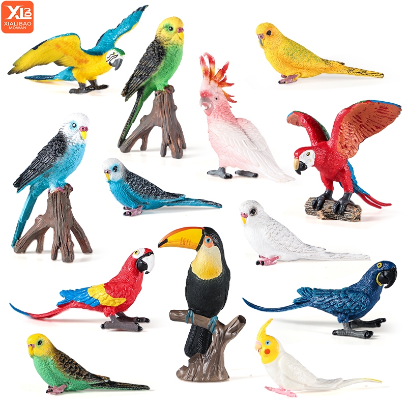Birds Figures Realistic Parrot Toys Animal Figures Set Simulated ...