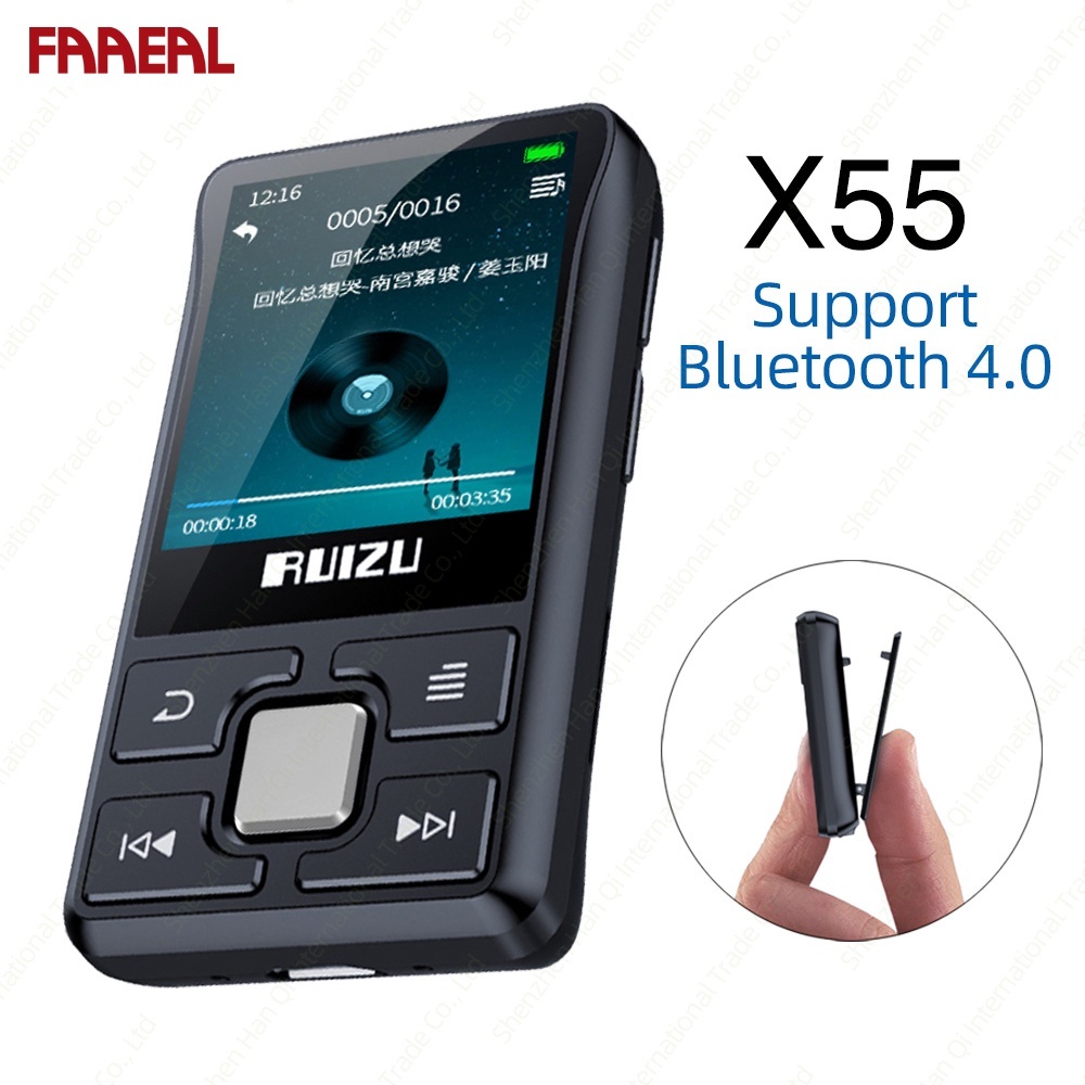 FAAEAL RUIZU X55 Bluetooth MP3 Player Mini Clip Sport Music Player With ...