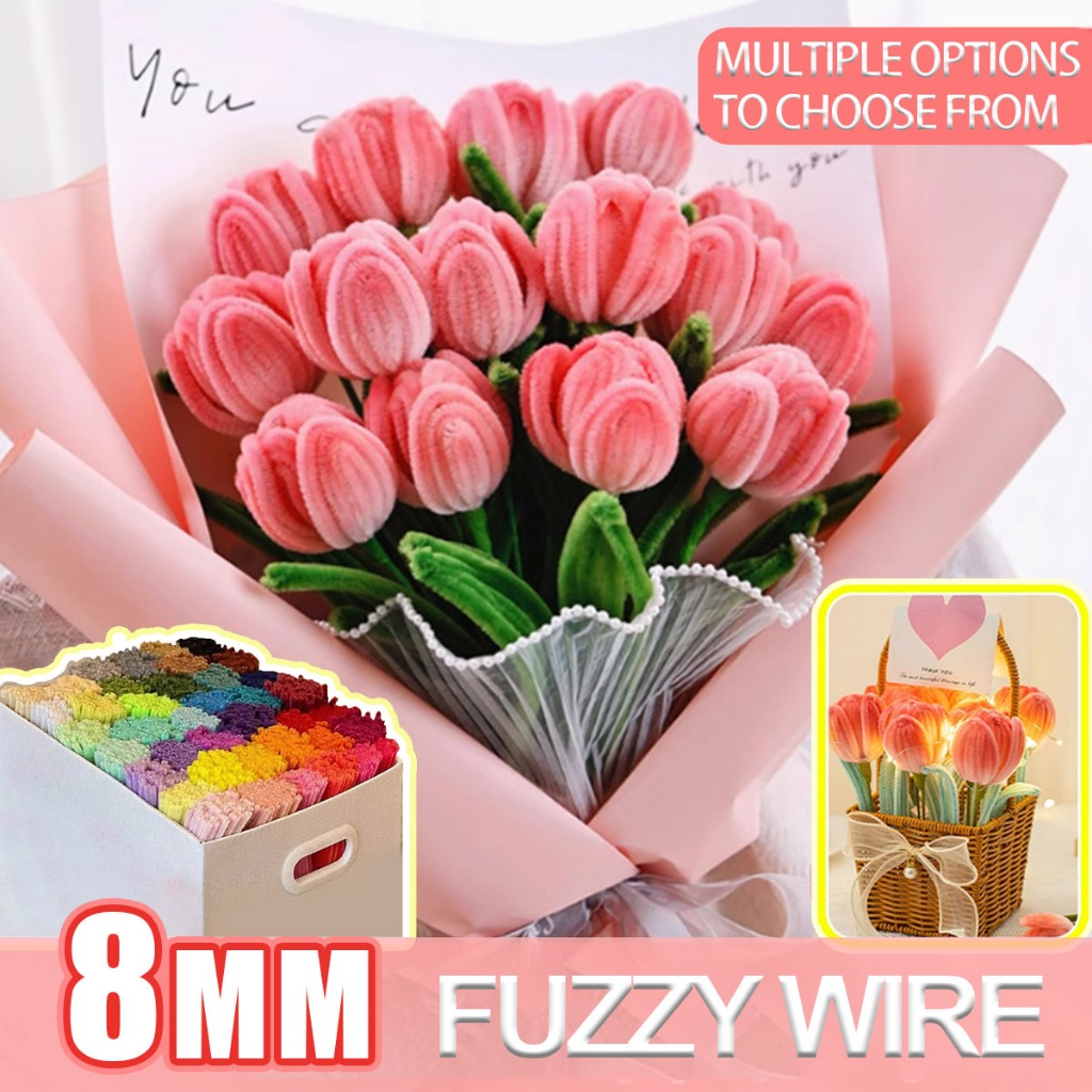Plush Tube DIY Creative Toy 100Pcs Fuzzy Wire Chenille Stems Handicraft ...