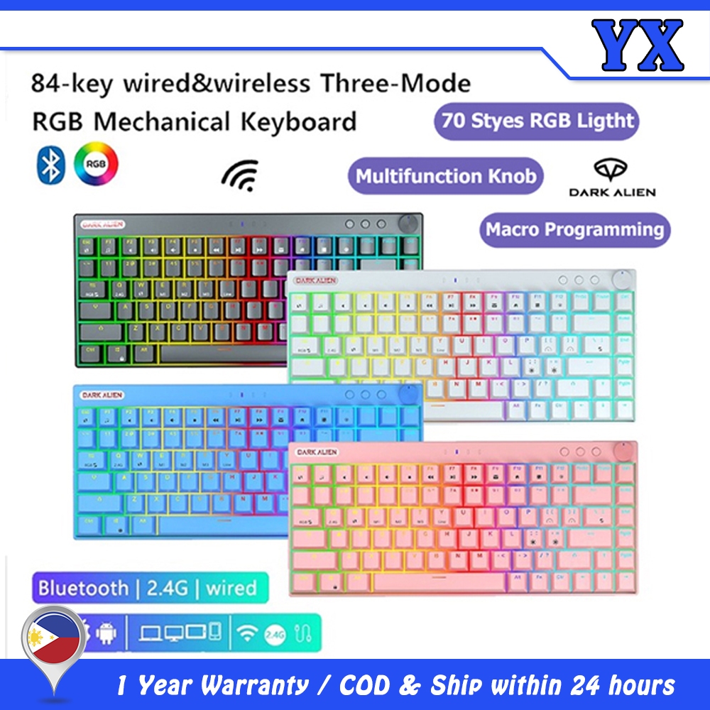 DARK ALIEN K84 Gaming Keyboard Backlit Mechanical 84 Keys RGB Colorful ...