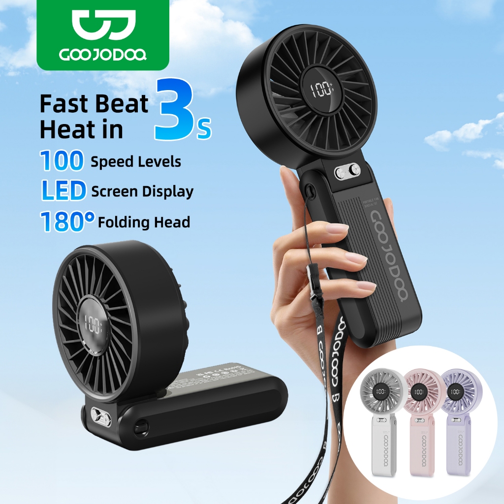 GOOJODOQ Fan GFS003 Foldable 4000 mAh Turbo Jet Mini Fan Rechargeable ...