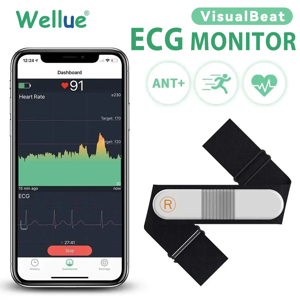 Wellue Holter Ecg 24 Hour Holter Recorder Ai-Ecg Analysis Heart Monitor ekg Machine Wearable ...