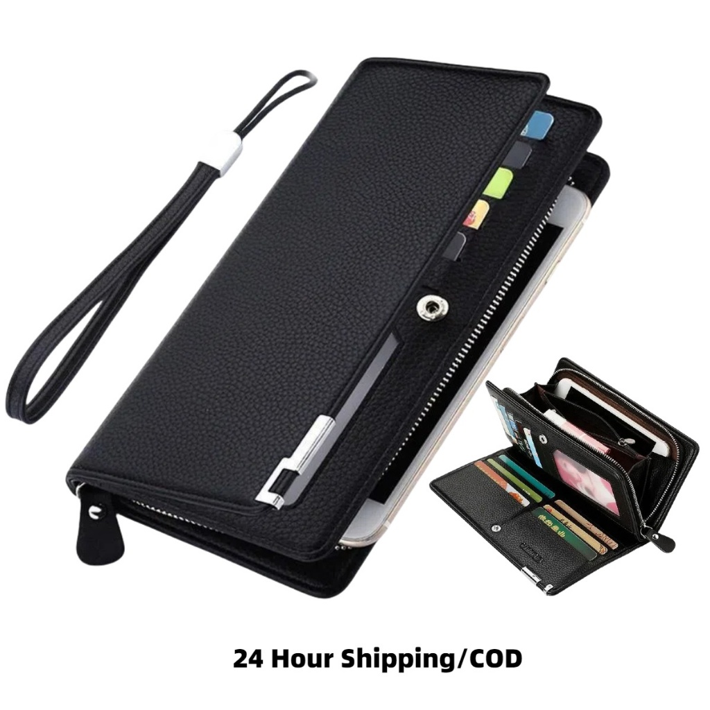 Men's Long Wallet Leather Wallet For Men Smart Wallet Card Holder ...