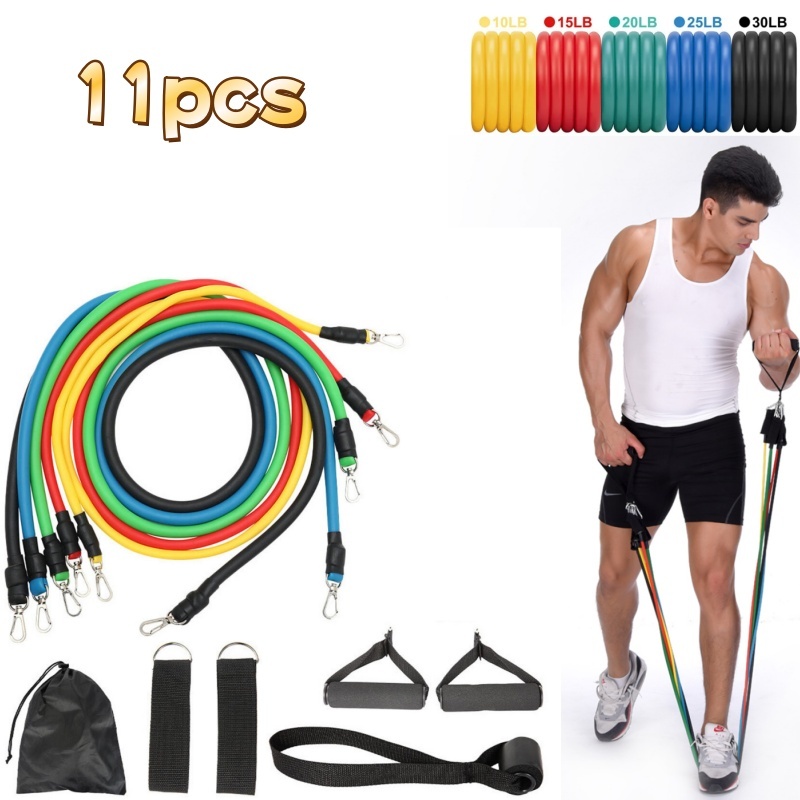 11PCS Resistance Bands Set Yoga Fitness Professional Training Equipment ...