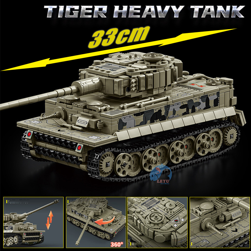 33CM Tiger Heavy Tank Building Blocks Set WW2 Military Series Toys Boys ...
