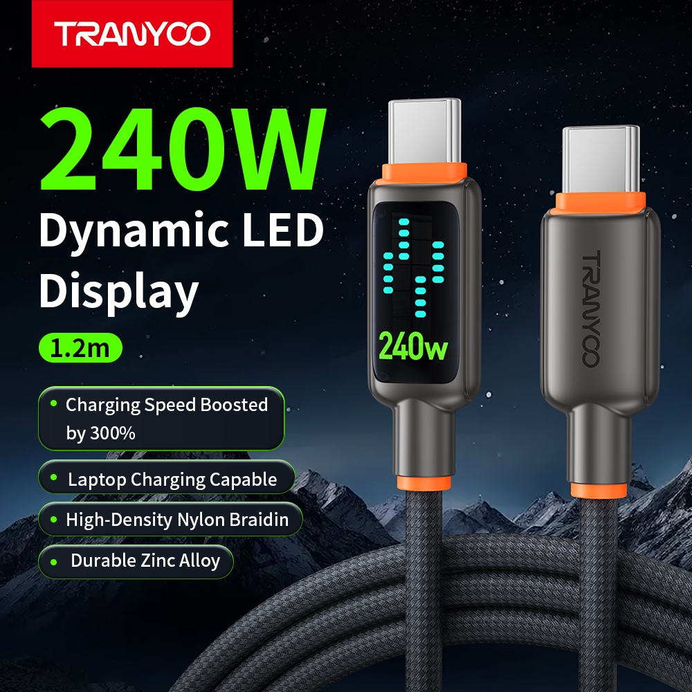 Tranyoo CC-8 240W Fast Charging Cable Data Transfer Type-C to Type C ...