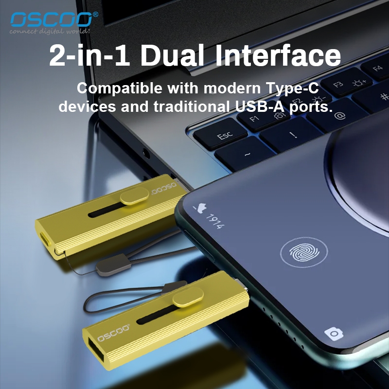 ☀OSCOO 2TB USB3.2 & Type-C Flash Drive 1100MB/s Speed For Phone/Laptop ...
