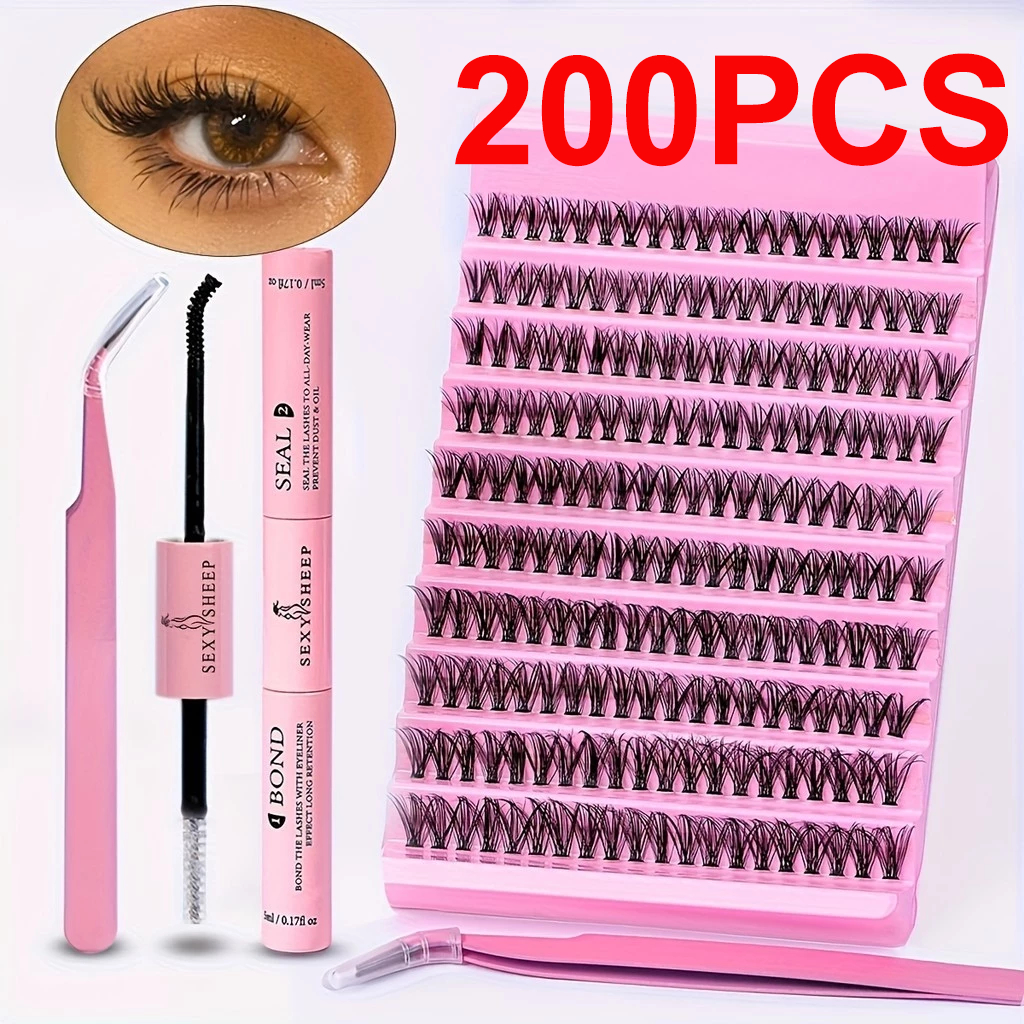 200pcs Individual Lashes Cluster, 10-16mm D Curl Lash Extension Kit ...