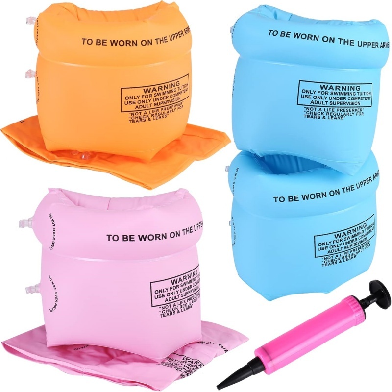 2pcs Inflatable Arm Float Roll-ups Rings Sleeves Swimming Safety ...