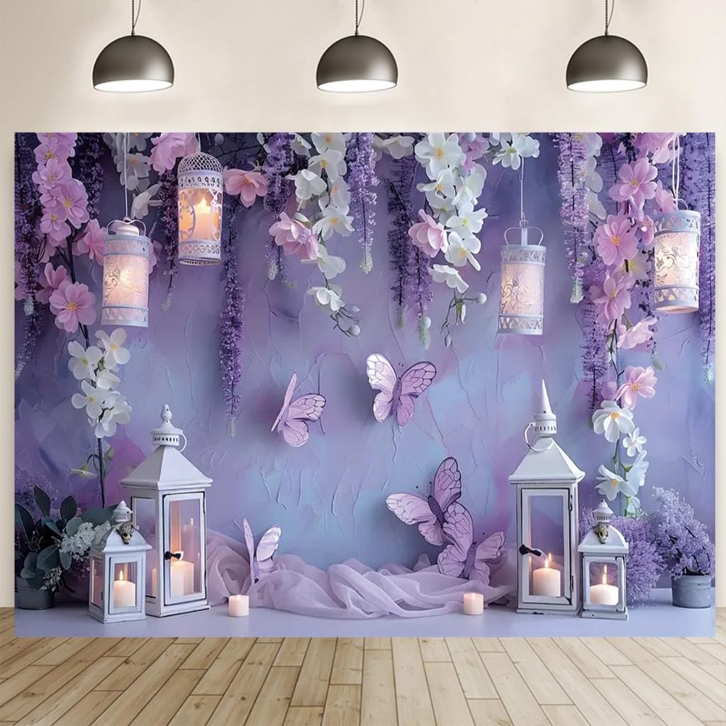 7x5ft Purple Butterfly Photography Backdrop Floral Wonderland Bridal ...