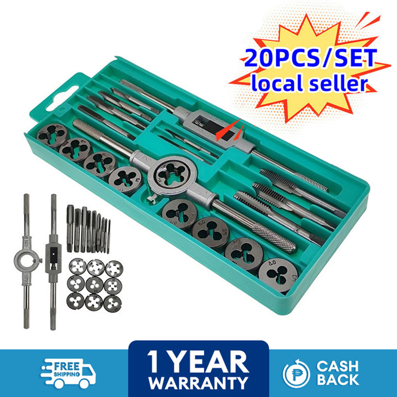 20PCS Adjustable Tap and Die Set Hand Tap Wrench threader Metric Threading Tool Set Hand ...