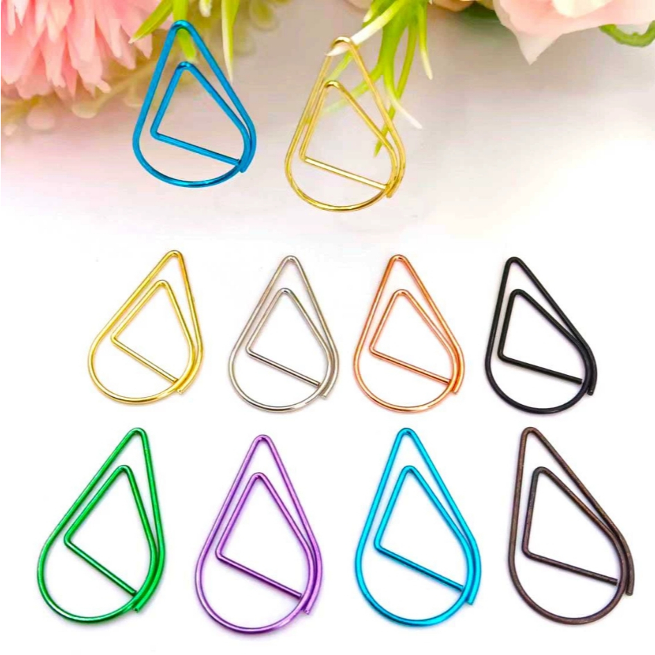 10 pcs Waterdrop paper clips Metal bookmarks Paper clips Message clips ...