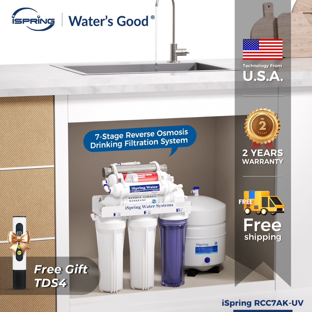 iSpring RCC7AK-UV NSF Certified 7-Stage Under Sink Reverse Osmosis ...