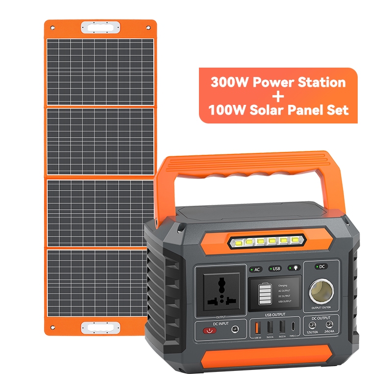 300W/230Wh Solar Generator Set | Flashfish P66 Power Station Solar ...