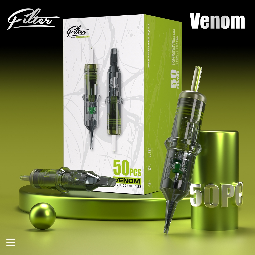 50pcs/box EZ Filter Venom Cartridge Disposable Tattoo Needles RL/RS/RM ...