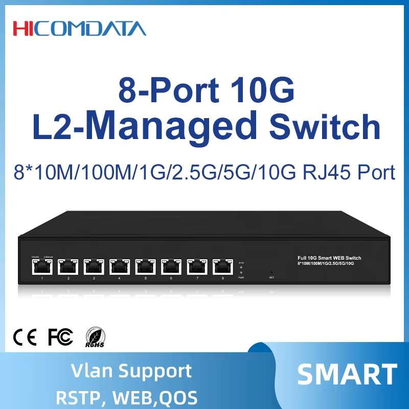 HICOMDATA 8-port 10G managed Switch Layer2 Fiber Switch Support Vlan ...