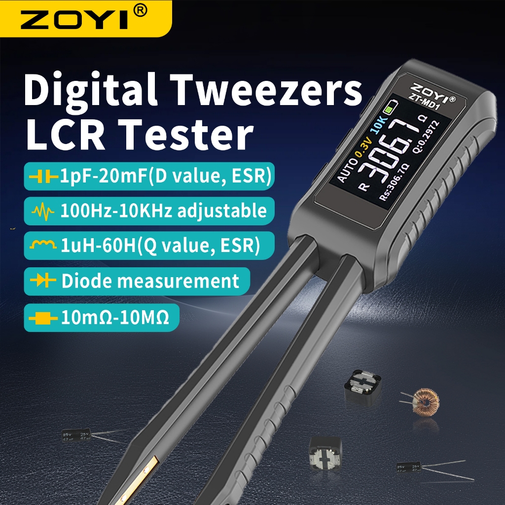 ZOYI ZT-MD1 LCR Meter Tweezer Automatic Measure Capacitance Resistance ...