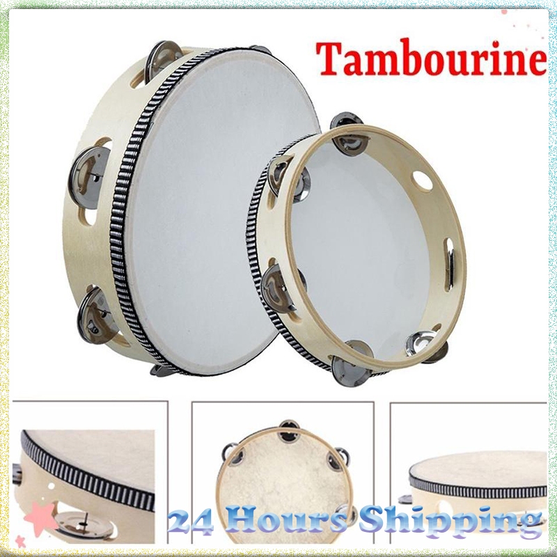 Tambourine Hand 6/8inch Kids Drum Musical Held Drum Bell Wood ...