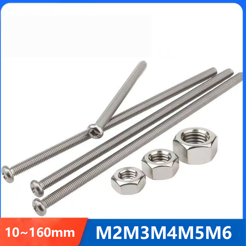 10PCS M2M2.5M3M4M5M6 304 Stainless Steel Extended Extra Long Screw ...