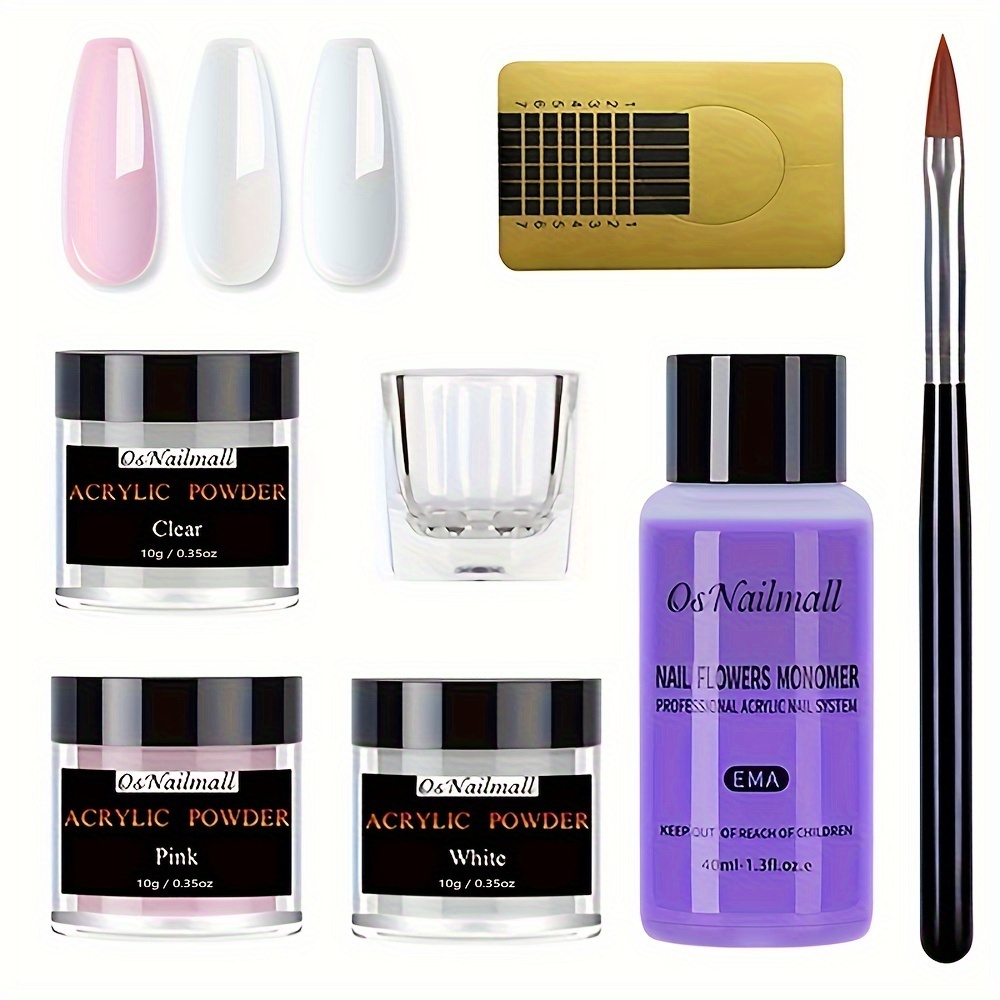 OsNailmall 7 Pcs/Set Acrylic Liquid Powder Nail Art Kit Nail Carving ...